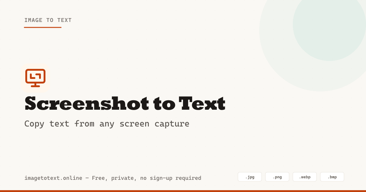 Screenshot to Text - Copy Text from Screenshots Instantly | Image to Text